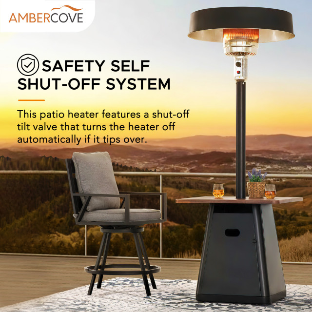 Sunjoy 45,000 BTU Black Steel Frame Outdoor Patio Standing Propane ...