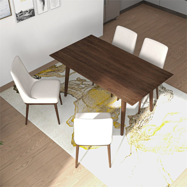 Altus Modern Solid Wood Walnut Dining Room & Kitchen Table and 4 Chair ...