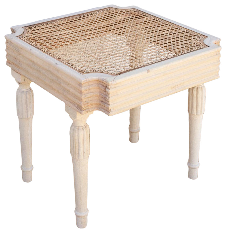 British Colonial Cane Side Table - French Country - Side Tables And End ...