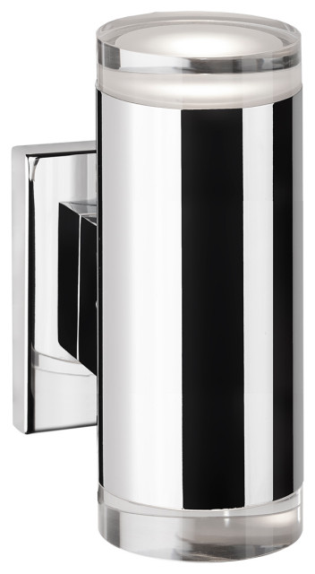 Norfolk LED Cylinder Shaped Updown Wall Sconce, Chrome, 3.125"Wx8.25 ...