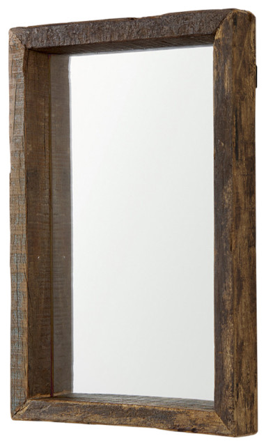 Gervaise Brown Solid Wood Frame Rectangular Wall Mirror, 18" x 12 ...