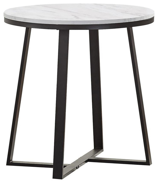 Hugo Metal Base Round End Table White and Matte Black - Transitional ...