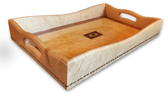 Wooden serving tray with custom inlay design - Traditional - Serving ...