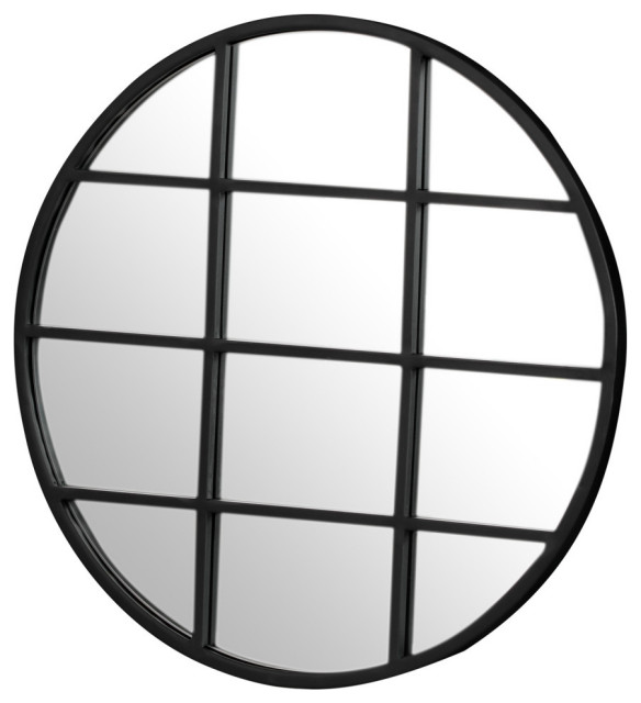 Decorative Round Mirror 32", Metal Frame Window Mirror - Modern - Wall ...