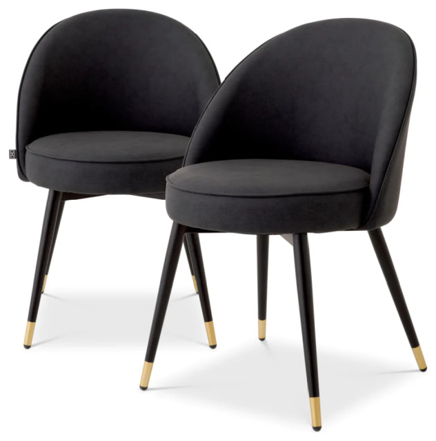 Gray Leather Dining Chair Set (2) | Eichholtz Cooper - Midcentury ...