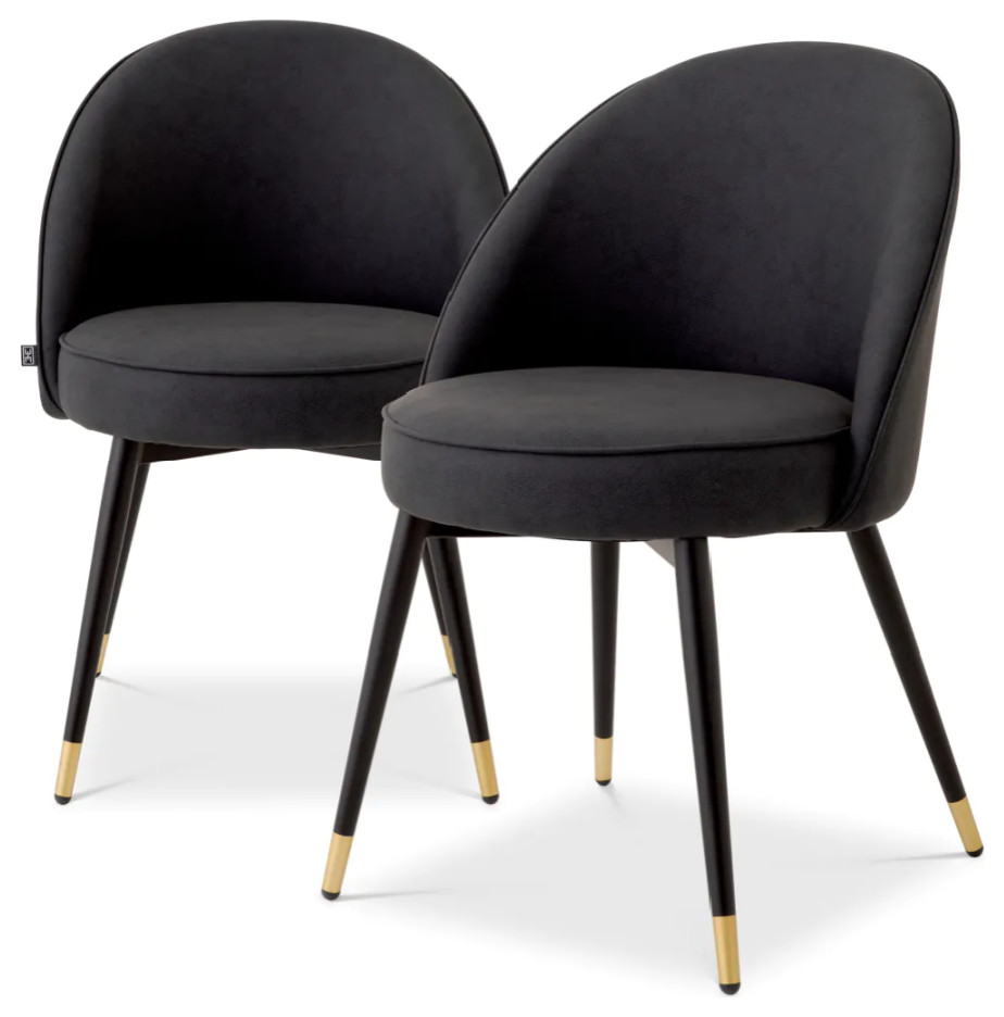 Gray Leather Dining Chair Set (2) | Eichholtz Cooper - Midcentury ...