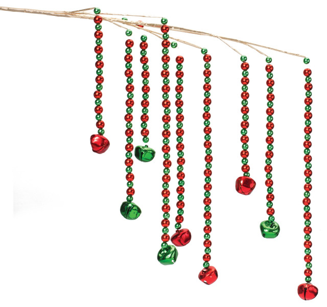 Hanging Sleigh Bell Branch, Set of 2 - Rustic - Christmas Ornaments ...