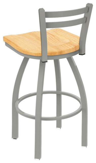 Holland Jackie 411 30" Swivel Bar Stool - Nickel/Natural Oak - Transitional - Bar Stools And ...