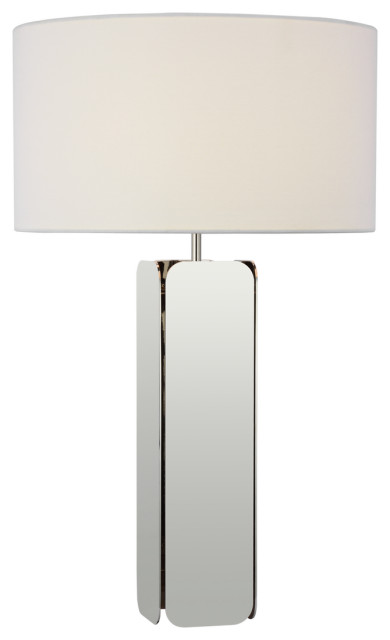 Abri Large Paneled Table Lamp in Polished Nickel with Linen Shade ...