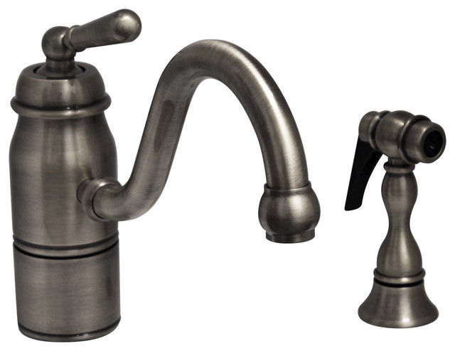 Kitchen Faucet,Single Lever Handle, Curved Swivel Spout,Solid Brass ...