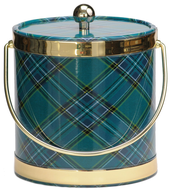 Green Plaid 3 Quart Ice Bucket - Traditional - Ice Tools And Buckets ...