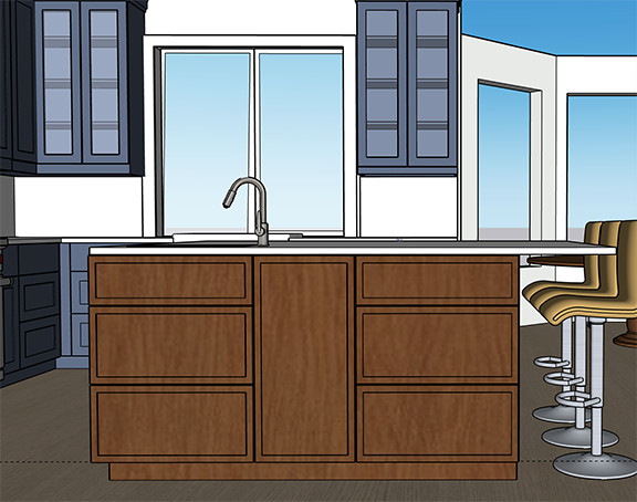 False cabinet fronts or drawers on kitchen island?