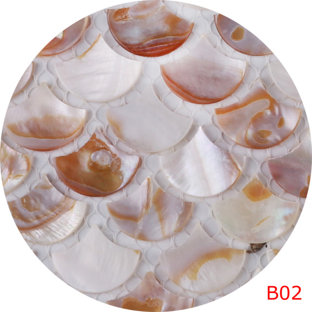 B02 Mother Of Pearl Shell Backsplash Wall Tiles Sector Fan-Shaped Art ...