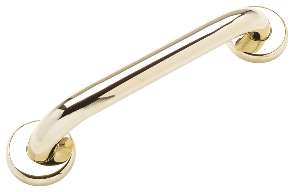 1.25" Straight Grab Bar, Polished Brass, 12" - Contemporary - Grab Bars ...