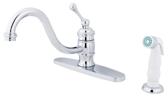 Vintage Single Handle 8" Kitchen Faucet with Non-Metallic Sprayer ...