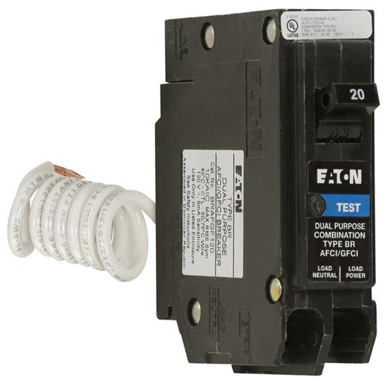Eaton 3001272 20 Amp Arc Fault and Ground Fault Single Pole Circuit ...