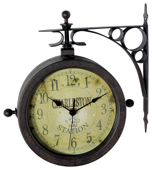 The Charleston Double-Sided Indoor/Outdoor Wall Clock/Thermometer ...