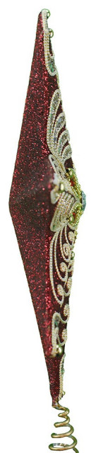 Kurt Adler 16" 8-Point Red and Platinum Star Tree Topper, 16 ...