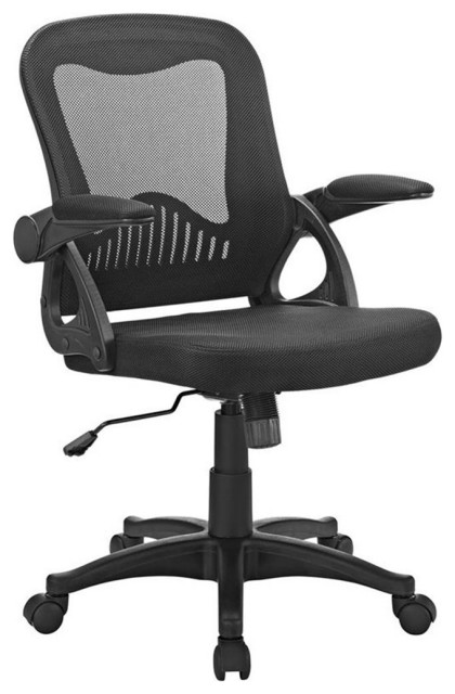 Pemberly Row Modern Durable PP Plastic Office Chair in Black ...