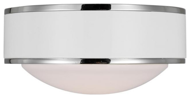 Monroe Flush Mount, 1-Light, LED, Polished Nickel, Milk White Shade, 5 ...