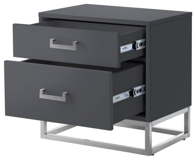 Nicole Miller Lennon Nightstand Metal Handle and Base - Contemporary ...