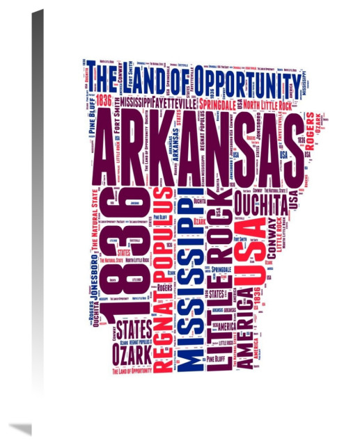 "Arkansas Word Cloud Map" Fine Art Print, 24" x 32" - Modern - Prints ...
