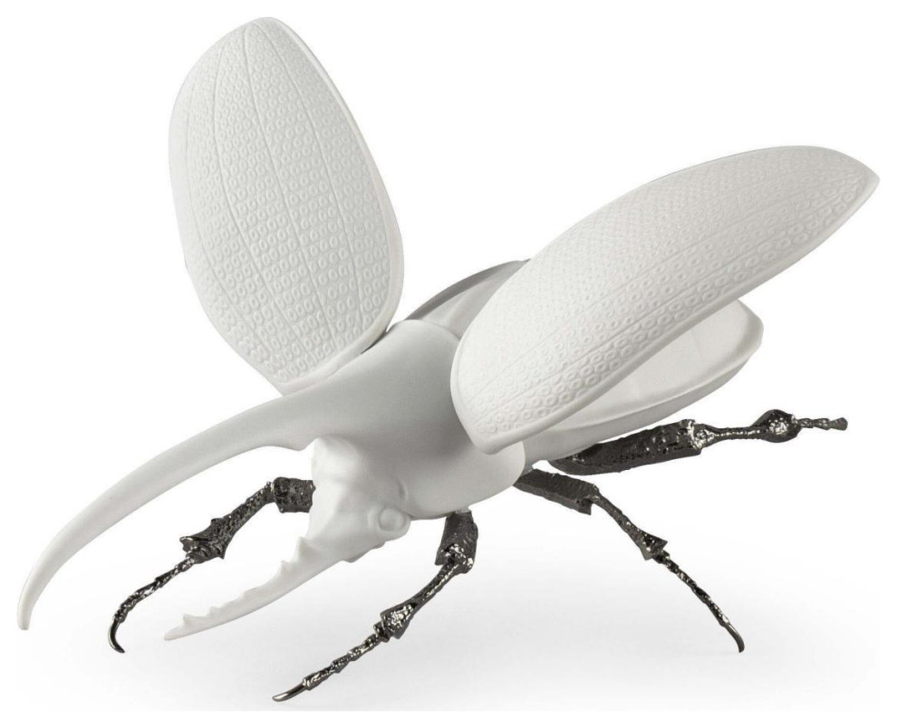 Lladro Rhinoceros Beetle Matte White Figurine 01009478 - Contemporary ...