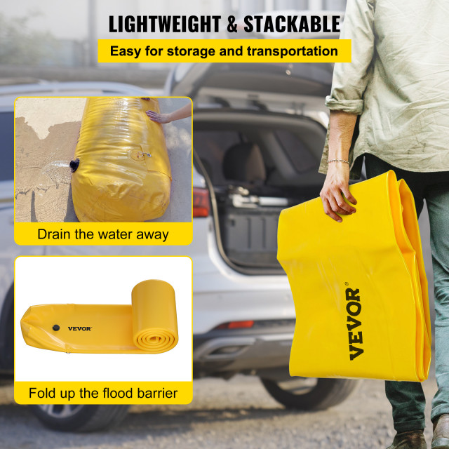 VEVOR Flood Barrier Hydro Barrier 12' Length x 12" Height for Water ...