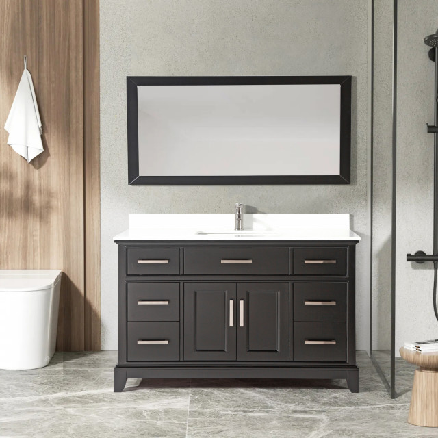 Vanity Art Bathroom Vanity Set With Engineered Marble Top, 60 ...