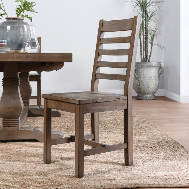 Caleb Reclaimed Pine Wood Dining Chair, Set of 2 - Rustic - Dining ...