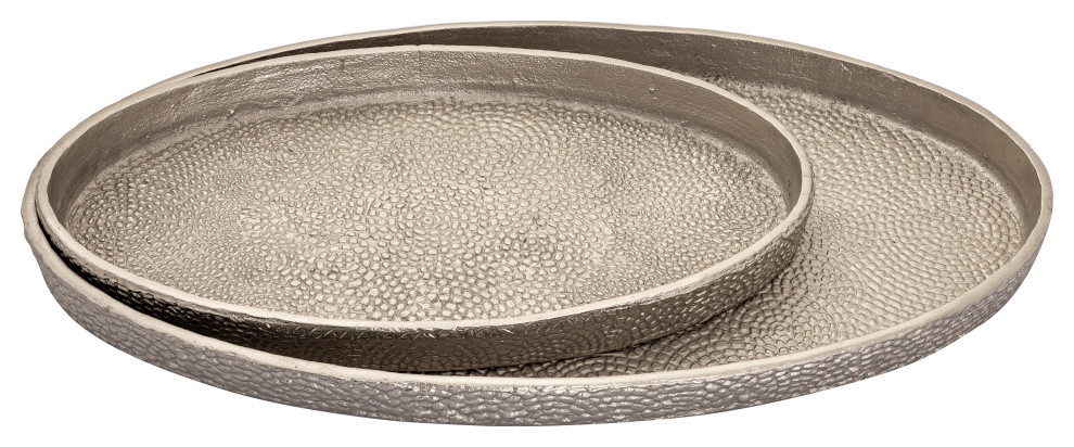Oval Pebble Tray Set of 2 Nickel - Transitional - Serving Trays - by ...