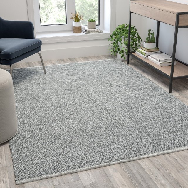 Casey Collection Rectangle 5' x 7' Handwoven Diamond Pattern Area Rug ...