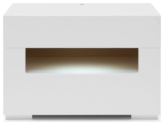 Kento Modern Led White Lacquer Nightstand - Contemporary - Nightstands ...