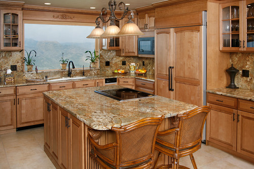 Golden Crystal Granite Countertops Kitchen Design Ideas