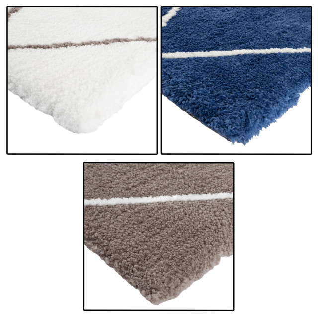 Diamond Shag Area Rug- Plush Gray and Ivory Pattern Carpet- Modern ...