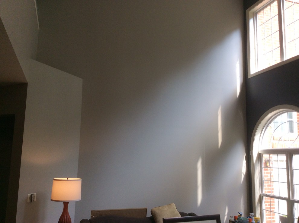 How to decorate 20 ft high main wall over sofa? | Houzz Forum