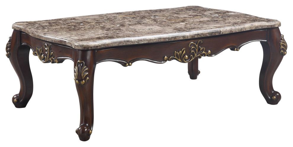 Ragnar Coffee Table, Marble Top and Cherry Finish - Victorian - Coffee ...