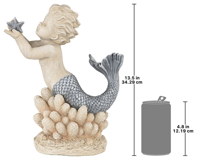 Design Toscano Little Boy Mermaid Swimming Statue - Beach Style ...