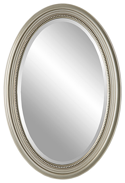 31" Farmhouse Gray Oval Mirror - Traditional - Wall Mirrors - by ...