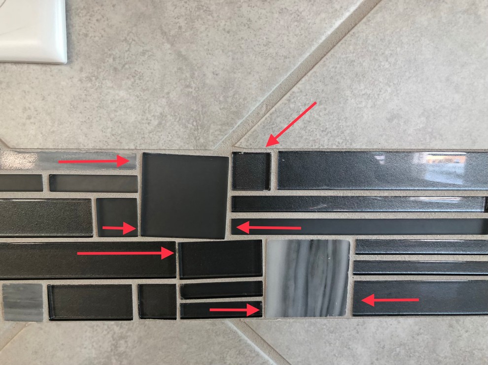 New build house/kitchen mosaic tile crooked