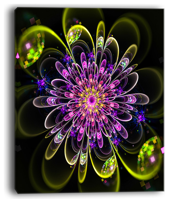 "Ideal Digital Art Flower in Purple Yellow" Floral Wall Art, 12"x20 ...