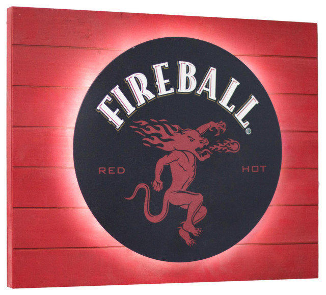 American Art Decor Black Fireball Whisky Vintage Metal Backlit LED Sign ...