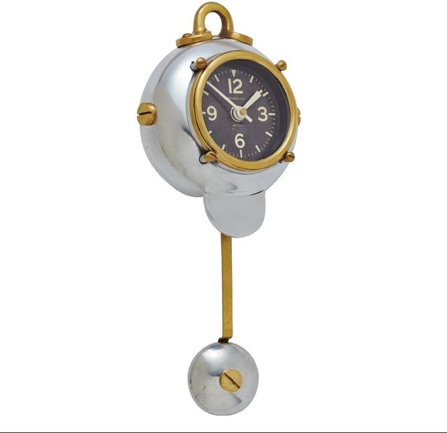 Mid Century Modern Nautical Pendulum Wall Clock, Silver Brass Diver ...