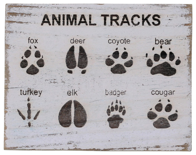Animal Tracks Engraved Sign, Natural - Farmhouse - Prints And Posters ...