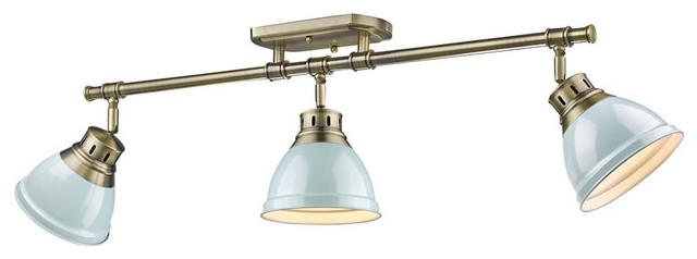 Golden Duncan 3 Lt Semi -Flush Track Light, Aged Brass, Seafoam ...