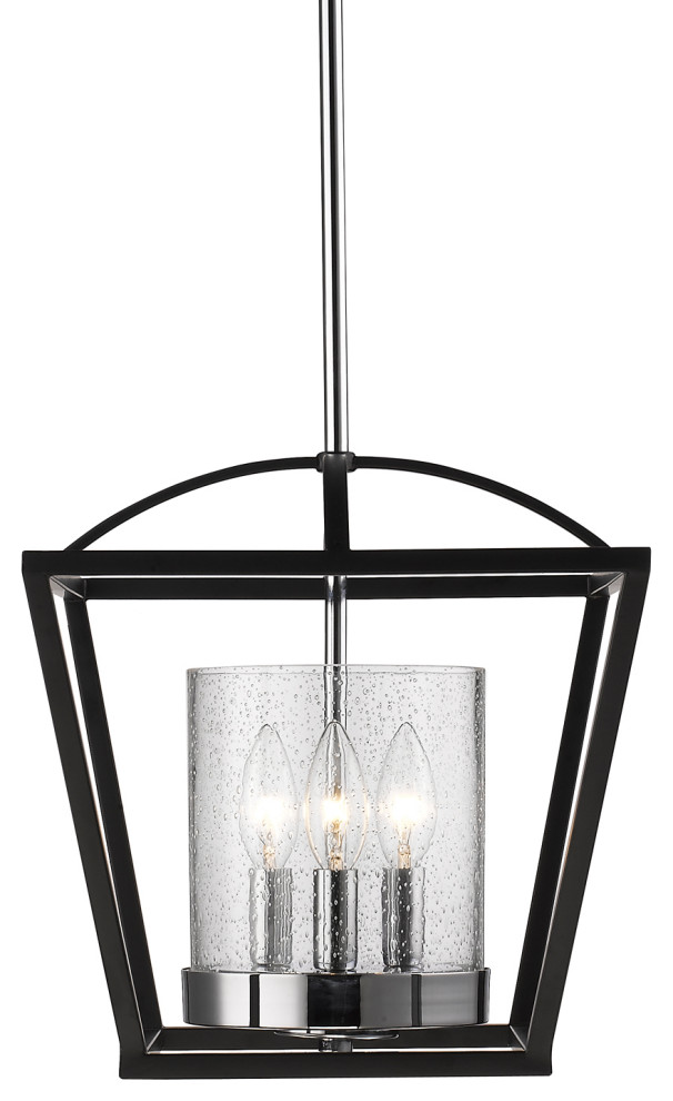 Mercer 3 Light Semi-flush/Pendant, Matte Black W/ Seeded Glass (4309-SF ...