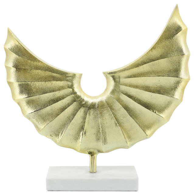 Metal, 16" Tribal Shell On Stand, Gold - Beach Style - Decorative ...