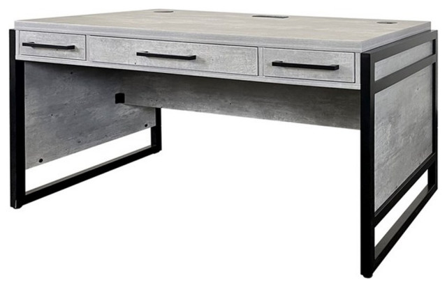 Modern Wood Laminate Office Writing Desk Office Storage Concrete Gray ...