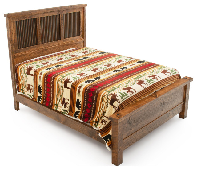 Rustic Corrugated Barnwood Bed, Queen - Rustic - Platform Beds - by ...