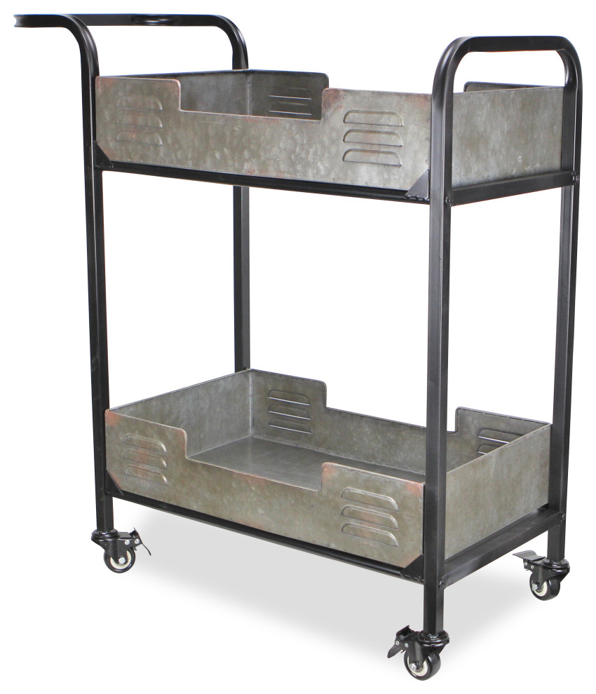 Metal Frame Cart With Locking Wheels And Removable Metal Trays ...